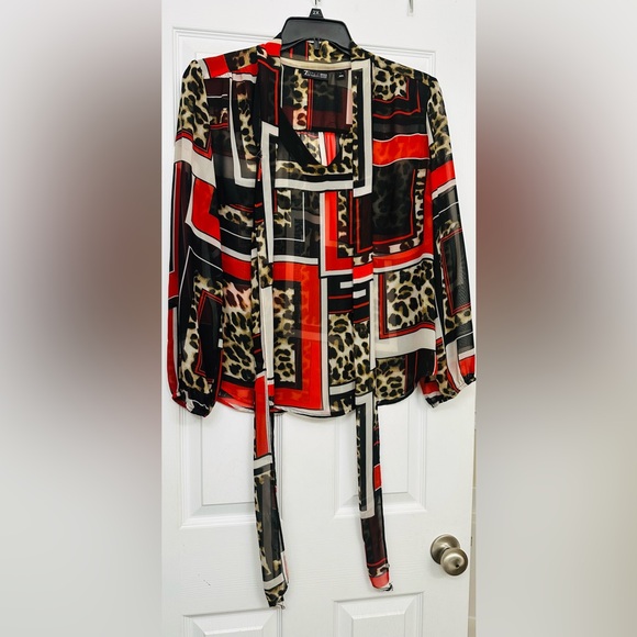 New York & Company | Tops | New York Company Red And Black Patterned ...